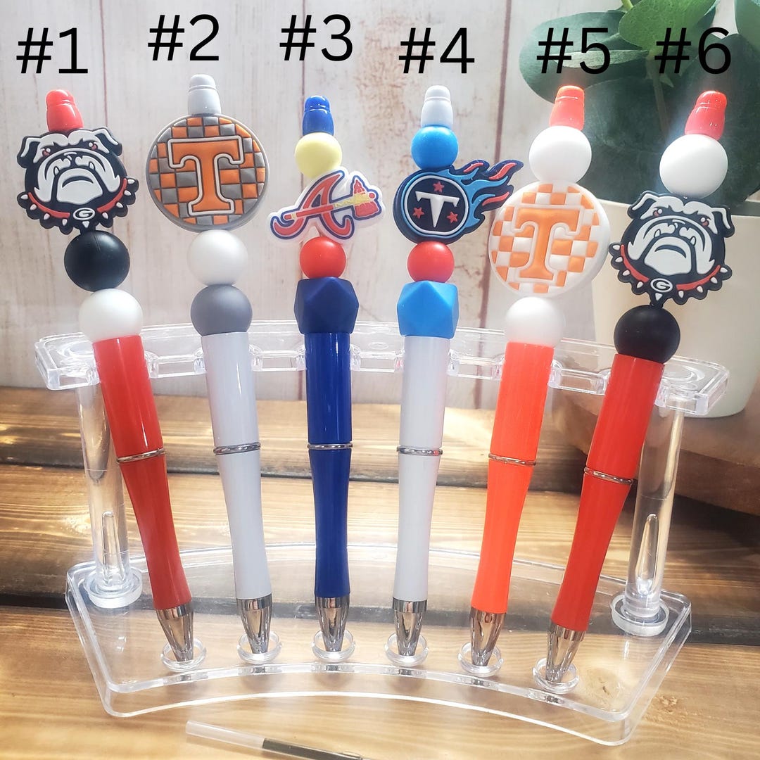 Sports Team Silicone Beaded Pens With Focal Bead | Extra Ink Refill ...