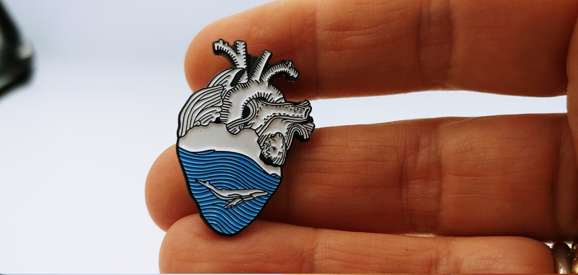Ocean Anatomical Heart Enamel Pins/nature | Etsy