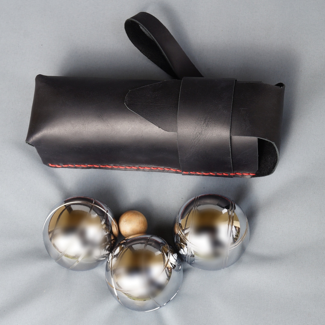 Leather Pétanque - Boule Bag- Black-red - Etsy