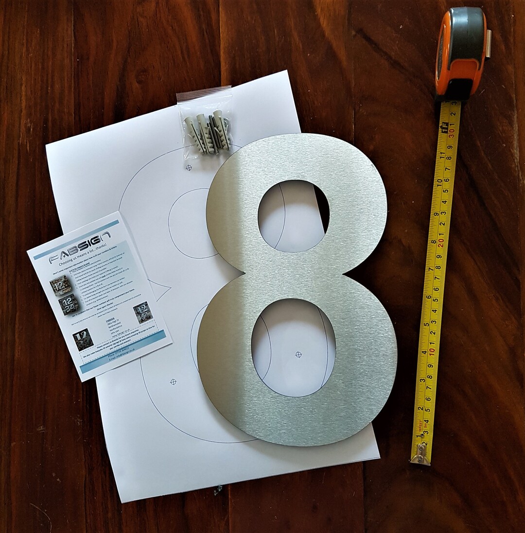 Large Brushed Stainless Steel House Number: 12" Arial Font - Etsy UK