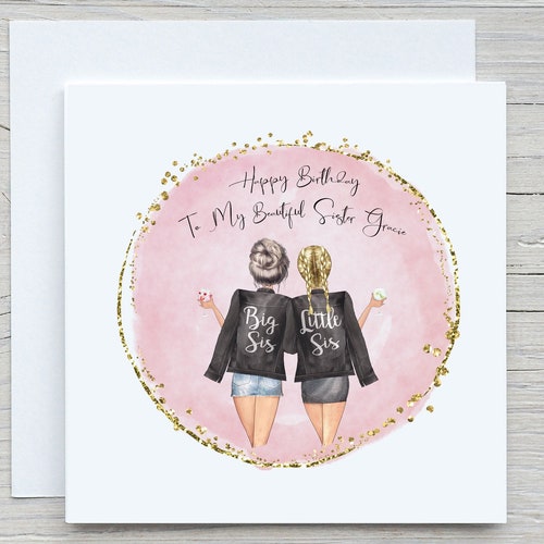 Sister Birthday Card Personalised Sister Birthday Card Happy Etsy Uk