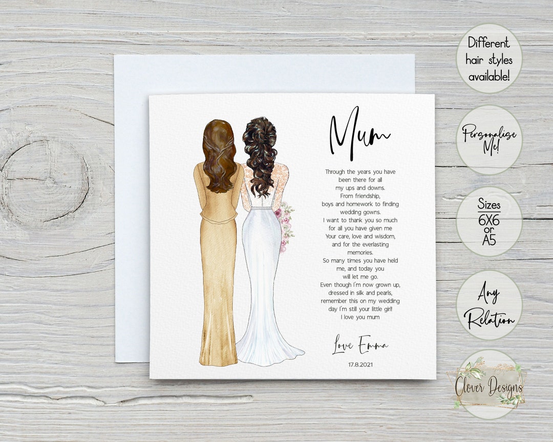 Personalised Mother of the Bride Card Wedding Gift for Mum Bride Mom ...