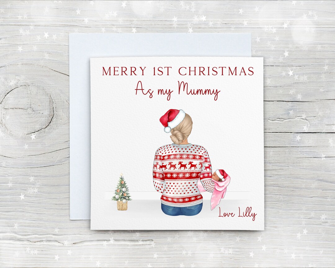 Merry 1st Christmas as My Mummy Christmas Card for New Mum Mom Mummy ...
