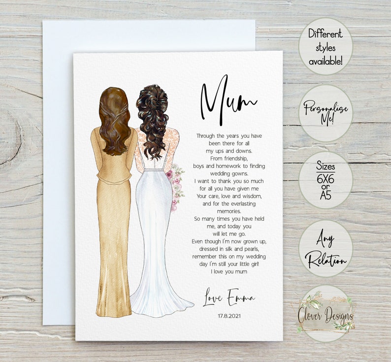 Personalised Mother of the Bride Card Wedding Gift for Mum | Etsy