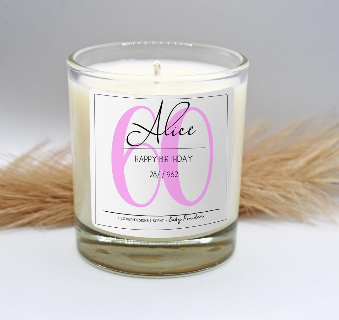 60th Birthday Candle Personalised Candle 60th Birthday Gift Gift for ...