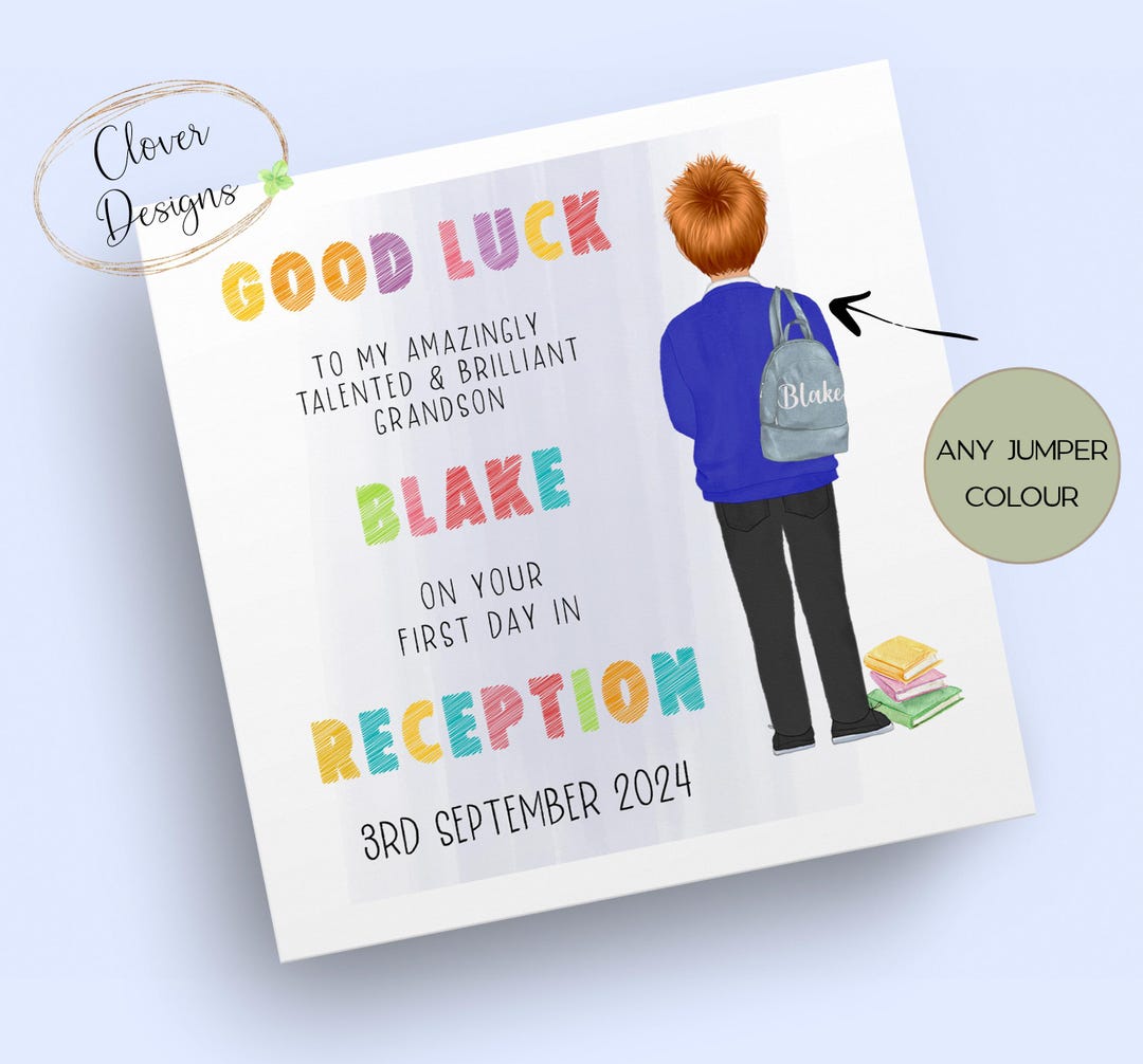 First Day of Reception Personalised School Card 1st Day of Year Four ...