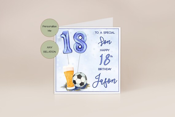 Son 18th Birthday Card Personalised Birthday Card - Etsy