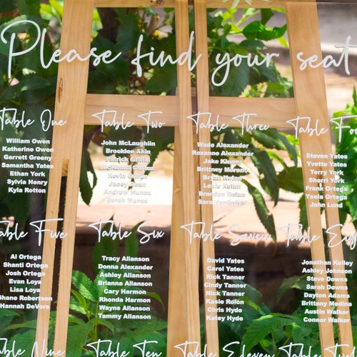 Acrylic Seating Chart Find Your Seat Sign Custom Seating - Etsy