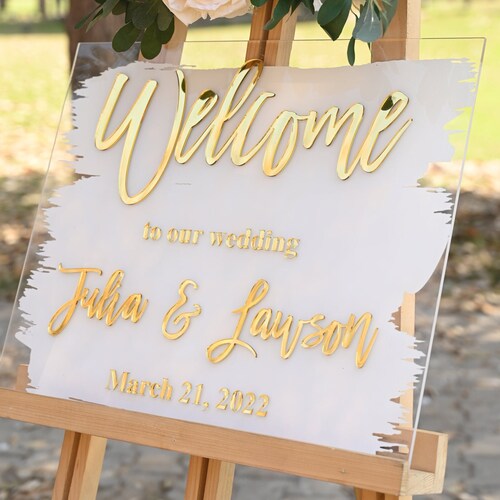Brushed Back Acrylic Welcome Sign Personalized Painted Back - Etsy