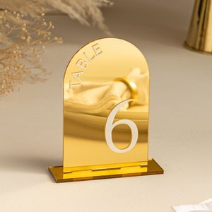 Mirror Gold Acrylic Table Numbers | Arch Table Numbers | Acrylic Table ...