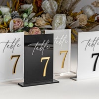 Cursive Cut-outs Thin Modern Table Number SET With GLUE; Acrylic - Etsy