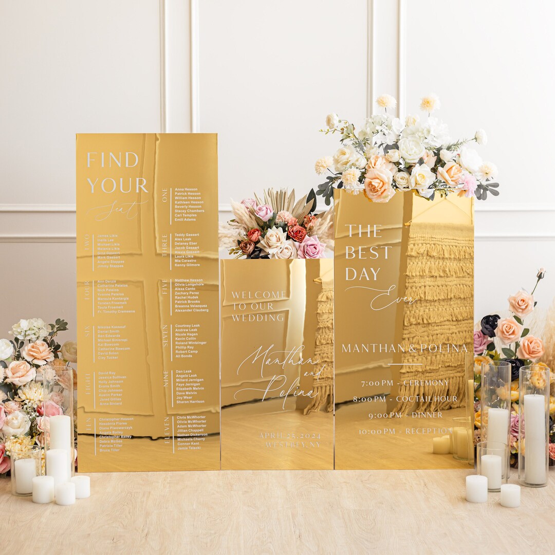Wedding Signs Bundle - Set of Three - Acrylic Wedding Sign - Gold ...