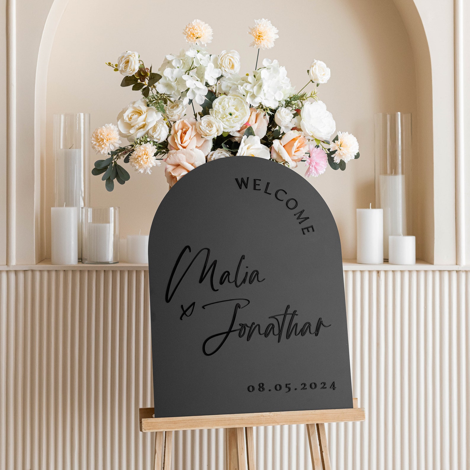 Arched Black Wedding Signs - Matte Black Acrylic Welcome Sign - Wedding ...