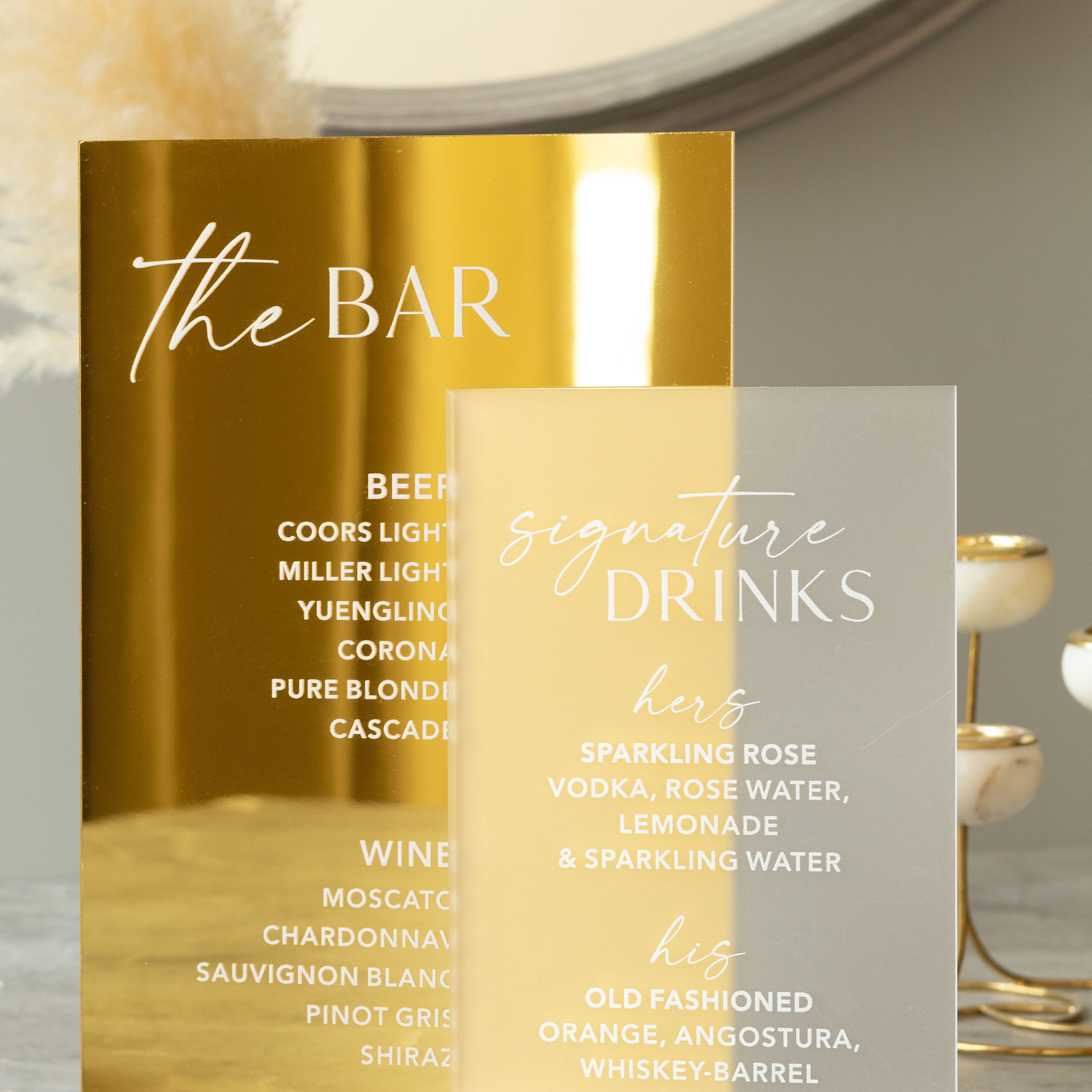 Signature Drinks Sign, Wedding Cocktails Menu, Wedding Bar Sign, Gold ...