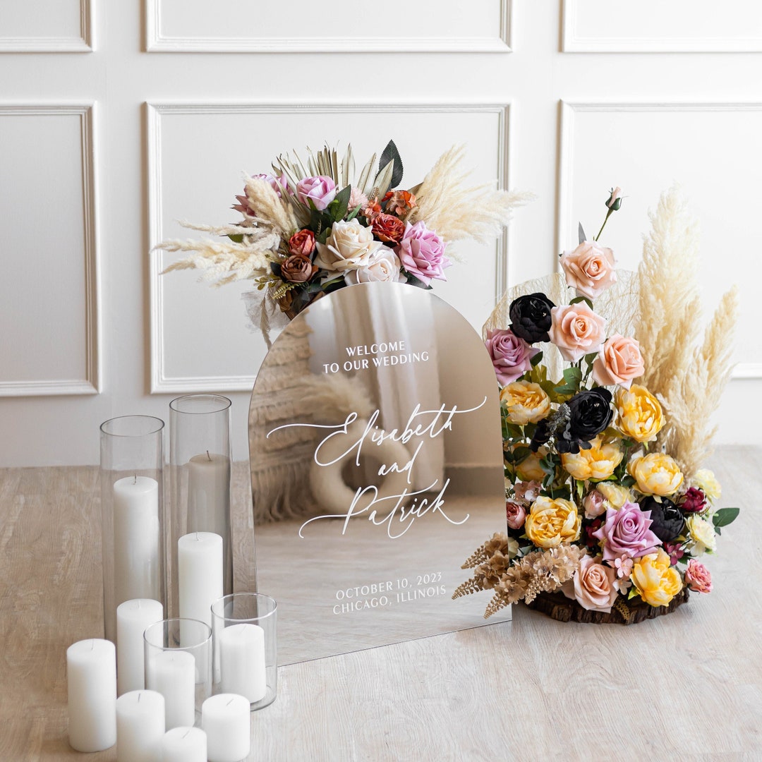 Silver Mirror Welcome Sign - Wedding Signs - Wedding Decorations ...