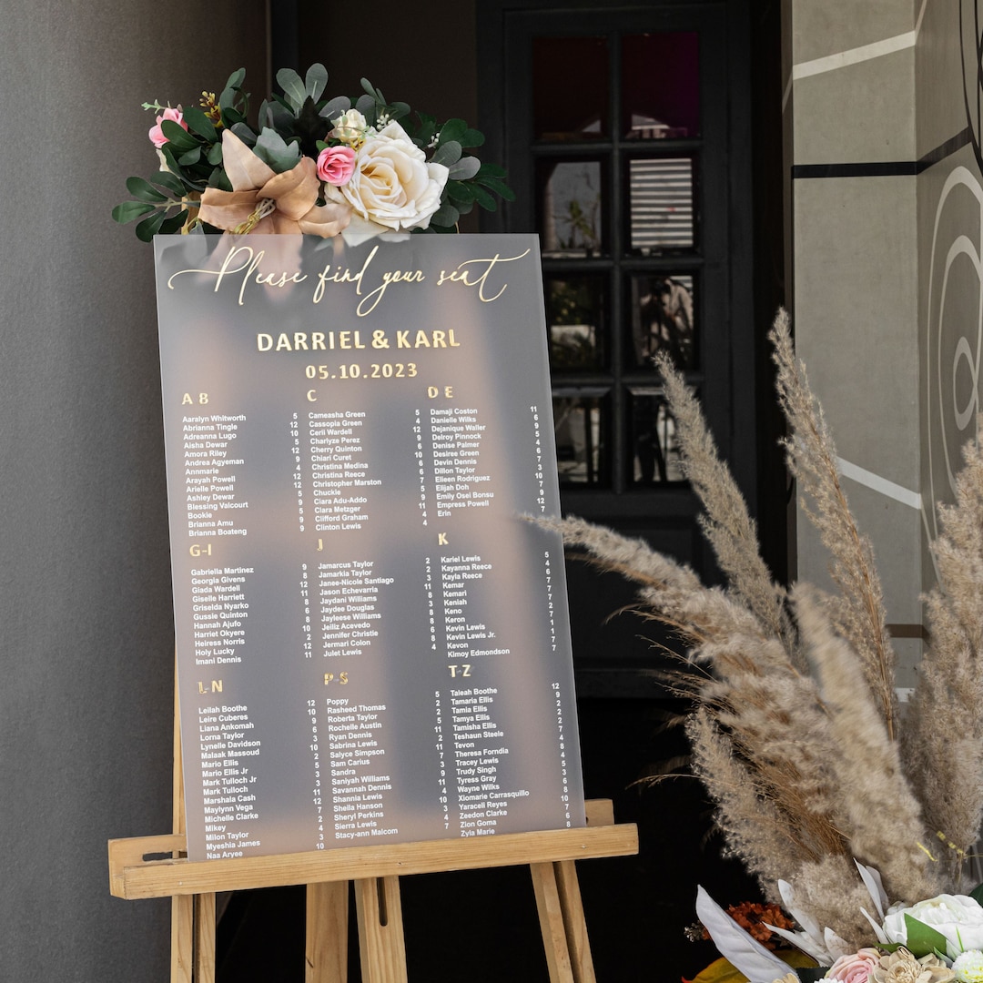 Frosted Acrylic Wedding Seating Chart, Frosted Wedding Signs, Wedding ...