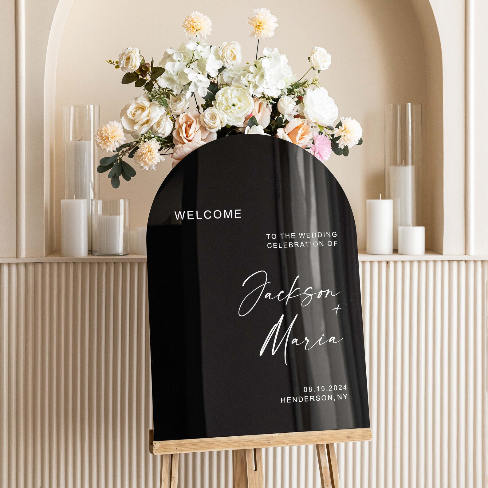 Arched Black Wedding Signs - Black Acrylic Welcome Sign - Wedding ...