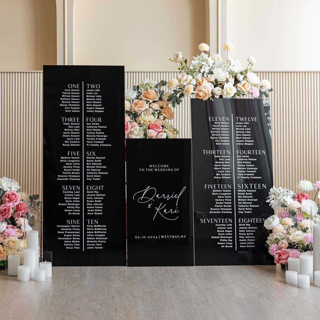 Wedding Signs Bundle - Black Seating Chart - Acrylic Wedding Welcome ...