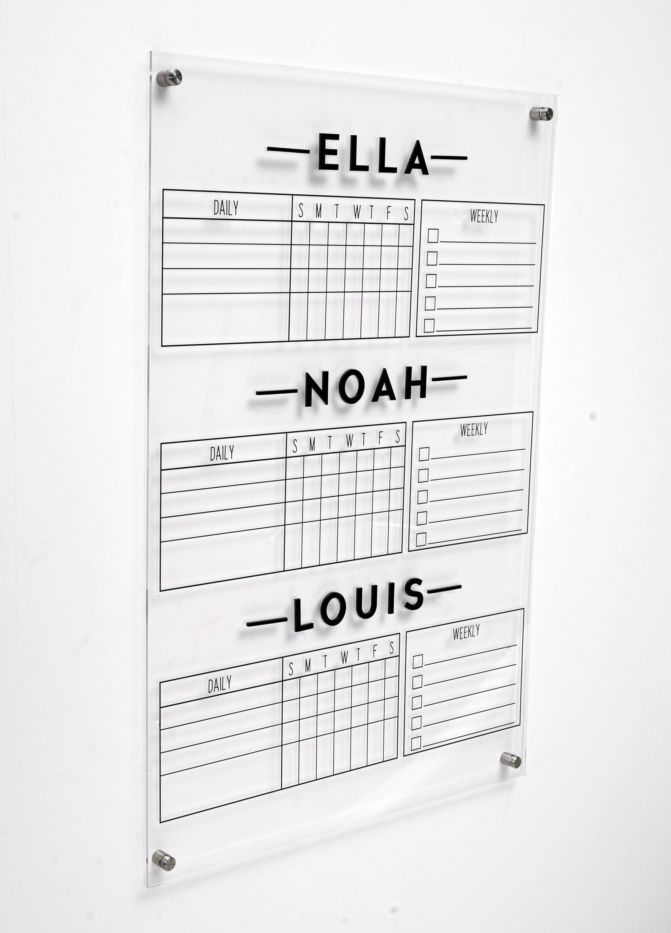 Personalized Chore Chart for 3 Kids Acrylic Dry Erase Board - Etsy
