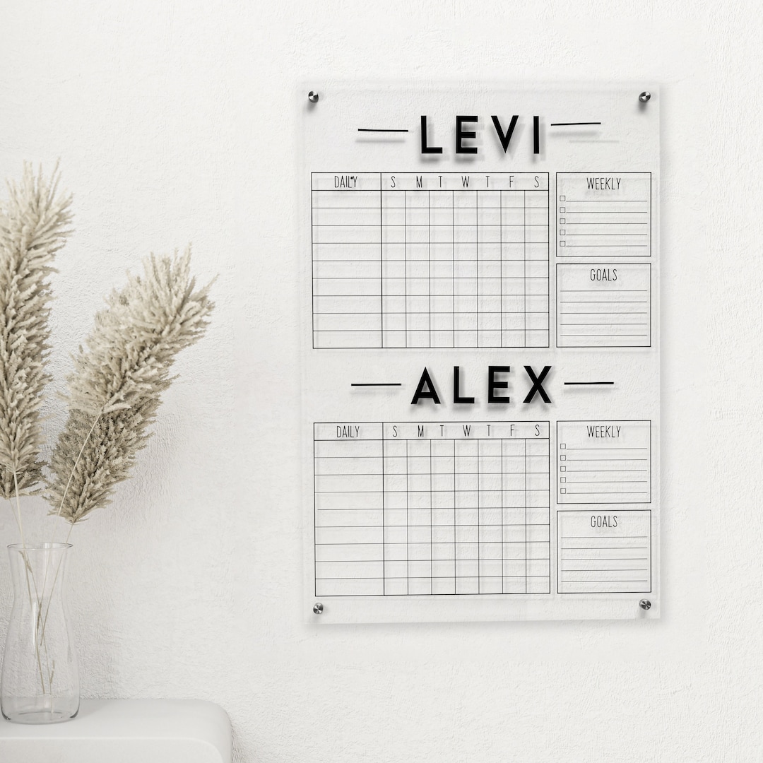 Personalized Chore Chart for 2 Kids, Acrylic Dry Erase Board, Family ...