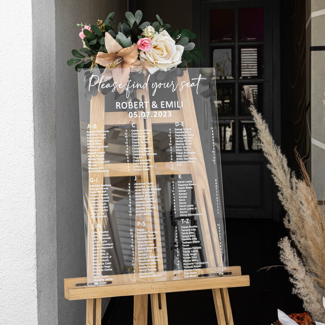 Clear Acrylic Wedding Seating Chart, Clear Acrylic Wedding Signs ...