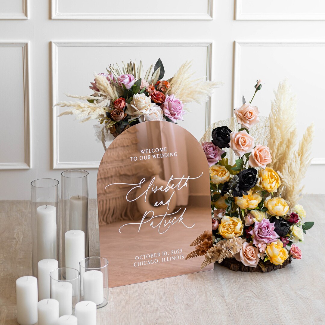 Mirror Rose Gold Welcome Sign - Wedding Signs - Wedding Decorations ...