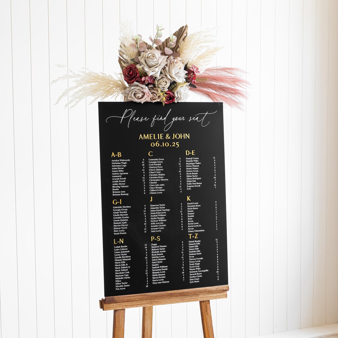 Wedding Seating Chart Acrylic Sign | Acrylic Table Seating Chart ...