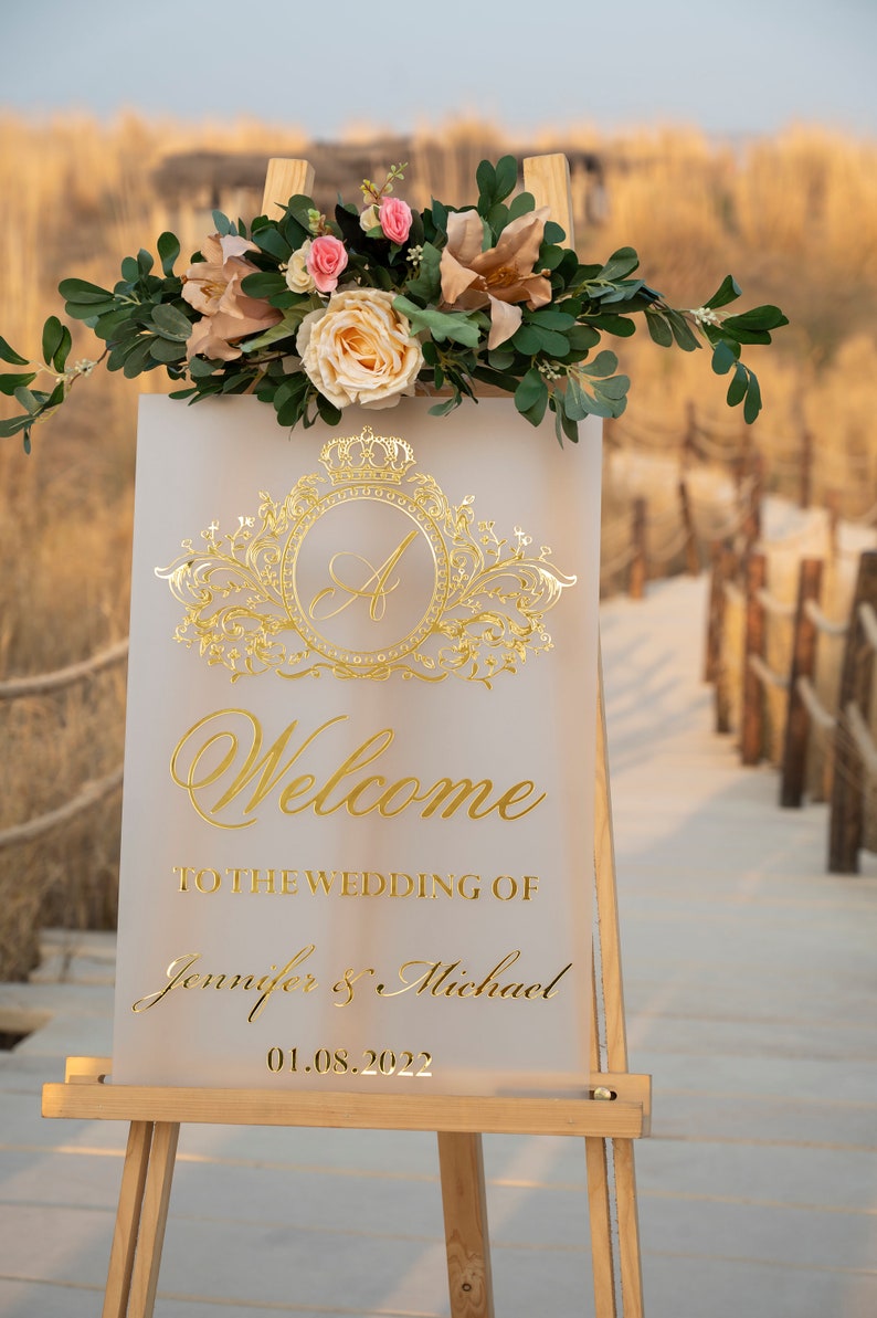 Frosted Acrylic Wedding Welcome Sign Monogram Welcome Sign | Etsy