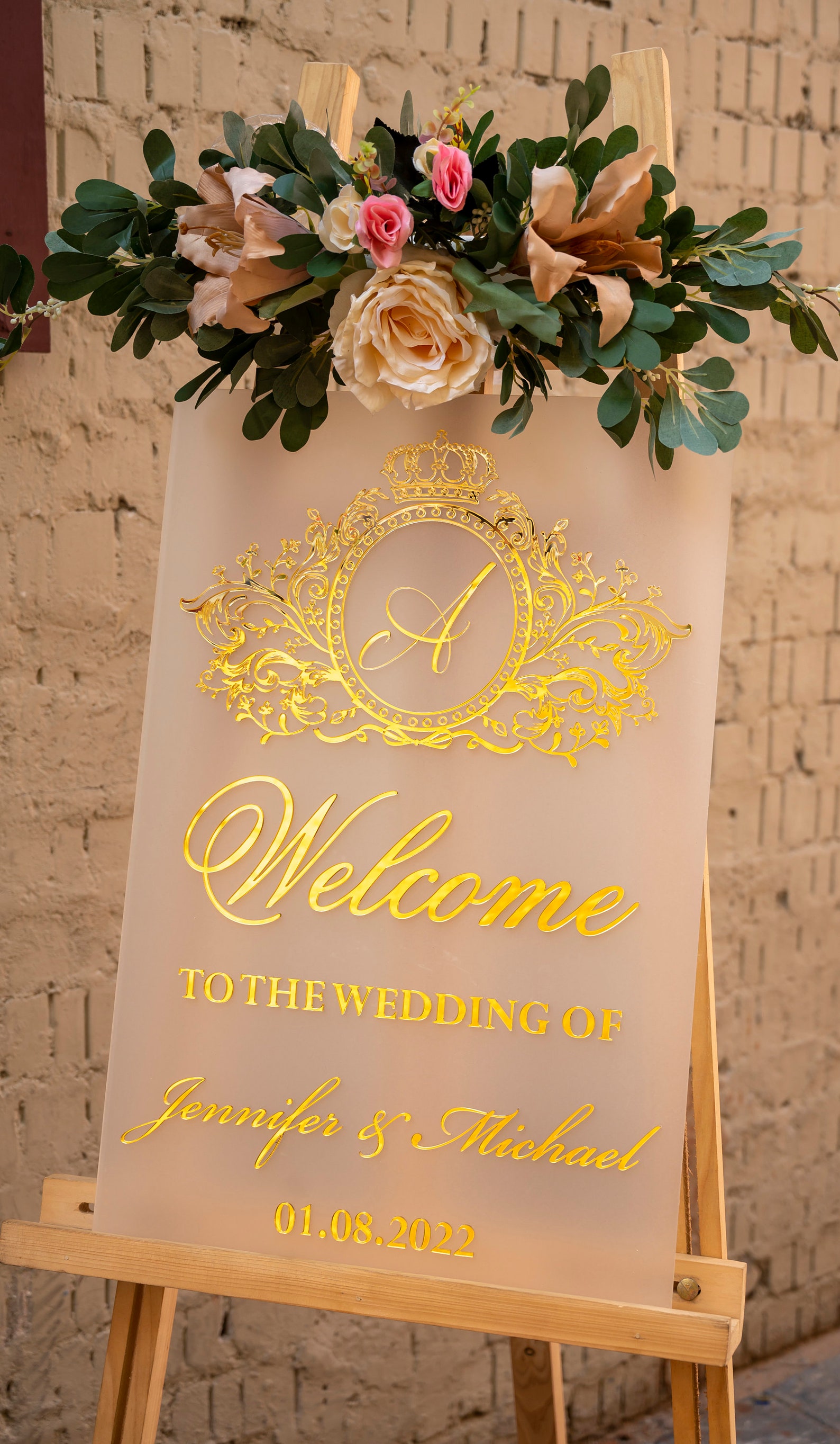 Frosted Acrylic Wedding Welcome Sign Monogram Welcome Sign - Etsy