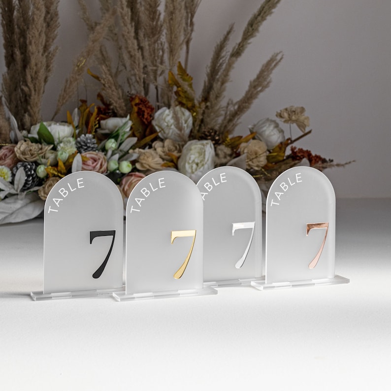 Frosted Acrylic Arch Table Numbers Frosted Acrylic Sign - Etsy
