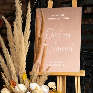 Mirror Rose Gold Acrylic Welcome Sign, Rose Gold Mirror Wedding Signage ...
