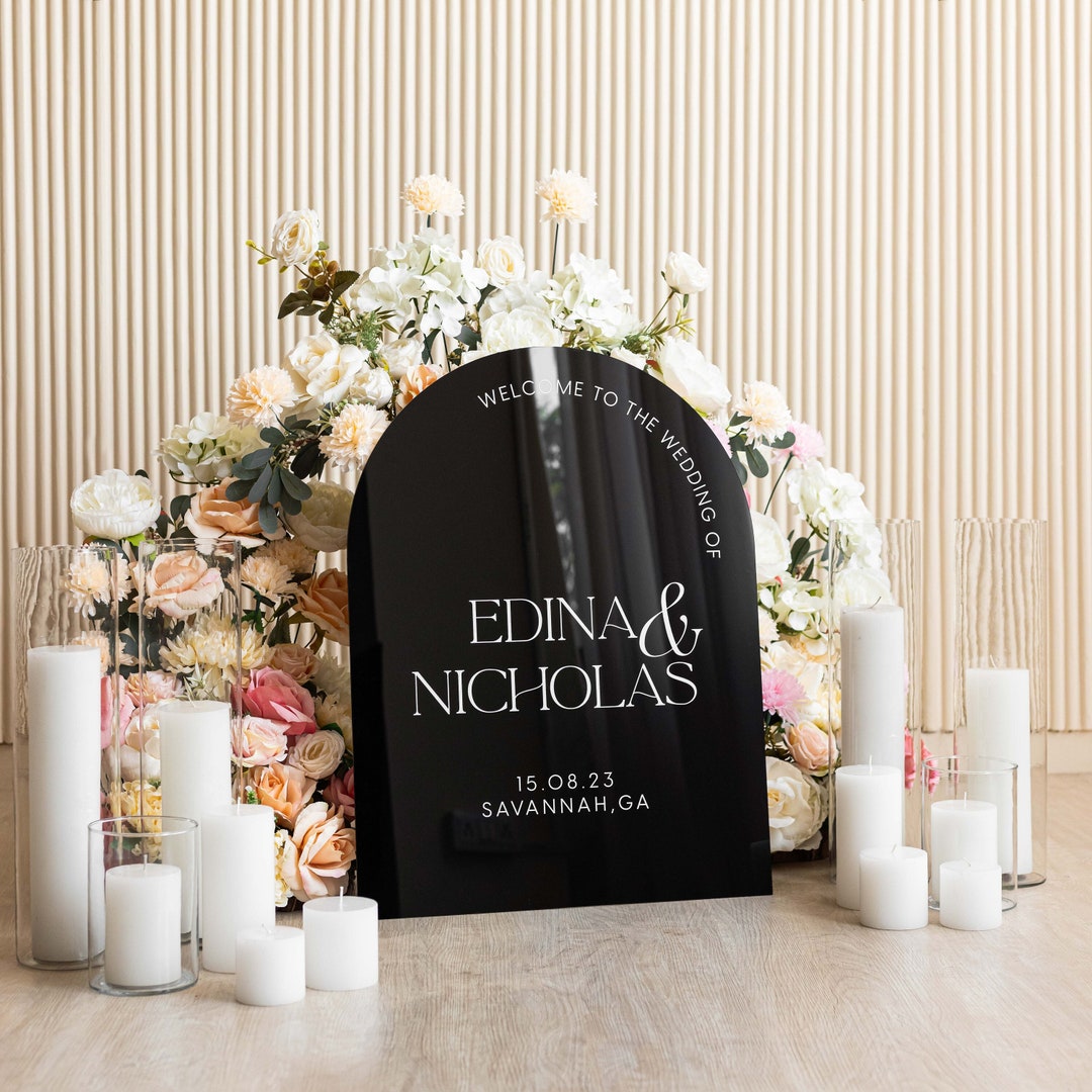 Black Acrylic Welcome Sign - Arched Welcome Sign - Black Acrylic Sign ...