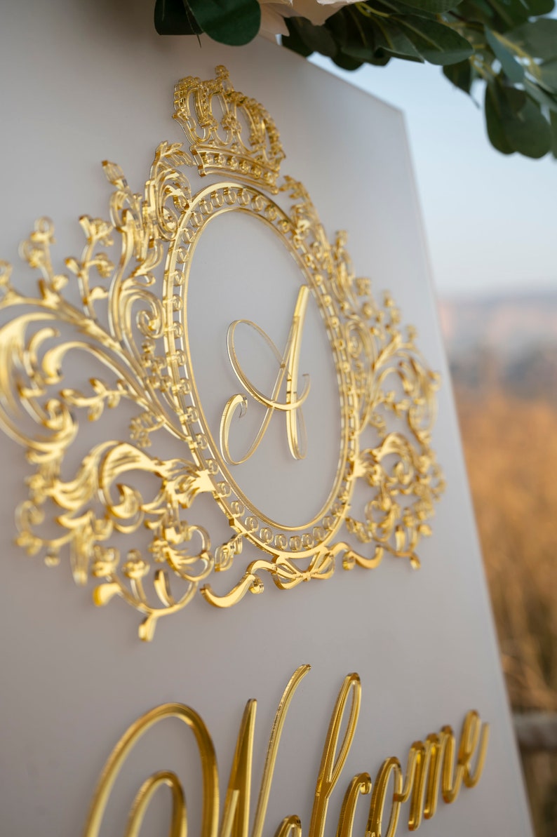 Frosted Acrylic Wedding Welcome Sign Monogram Welcome Sign | Etsy