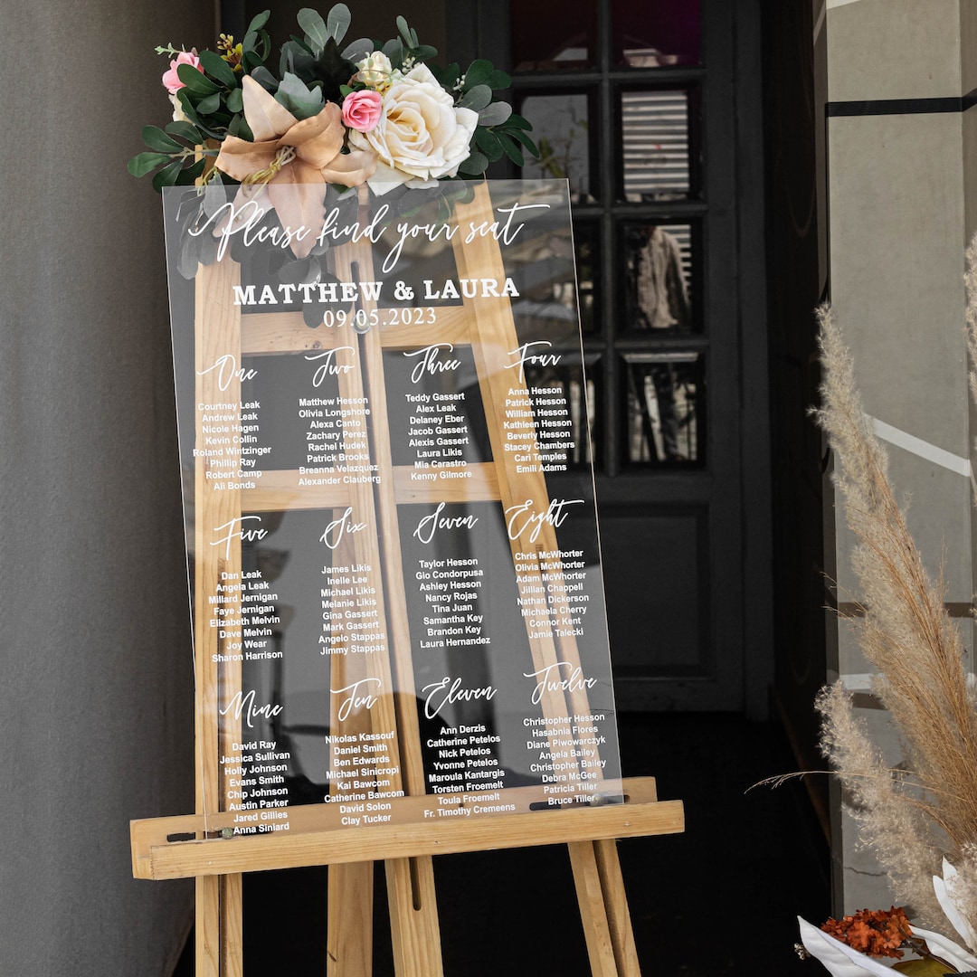 Clear Acrylic Wedding Seating Chart, Clear Acrylic Wedding Signs ...