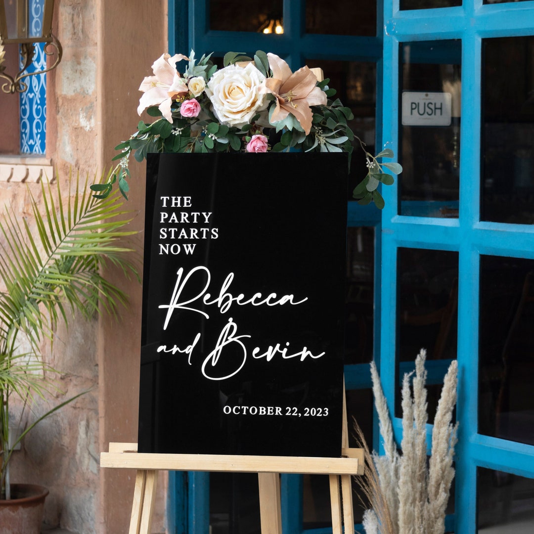 Ceremony Welcome Sign, Black Acrylic Sign, Modern Wedding Decor, Black ...