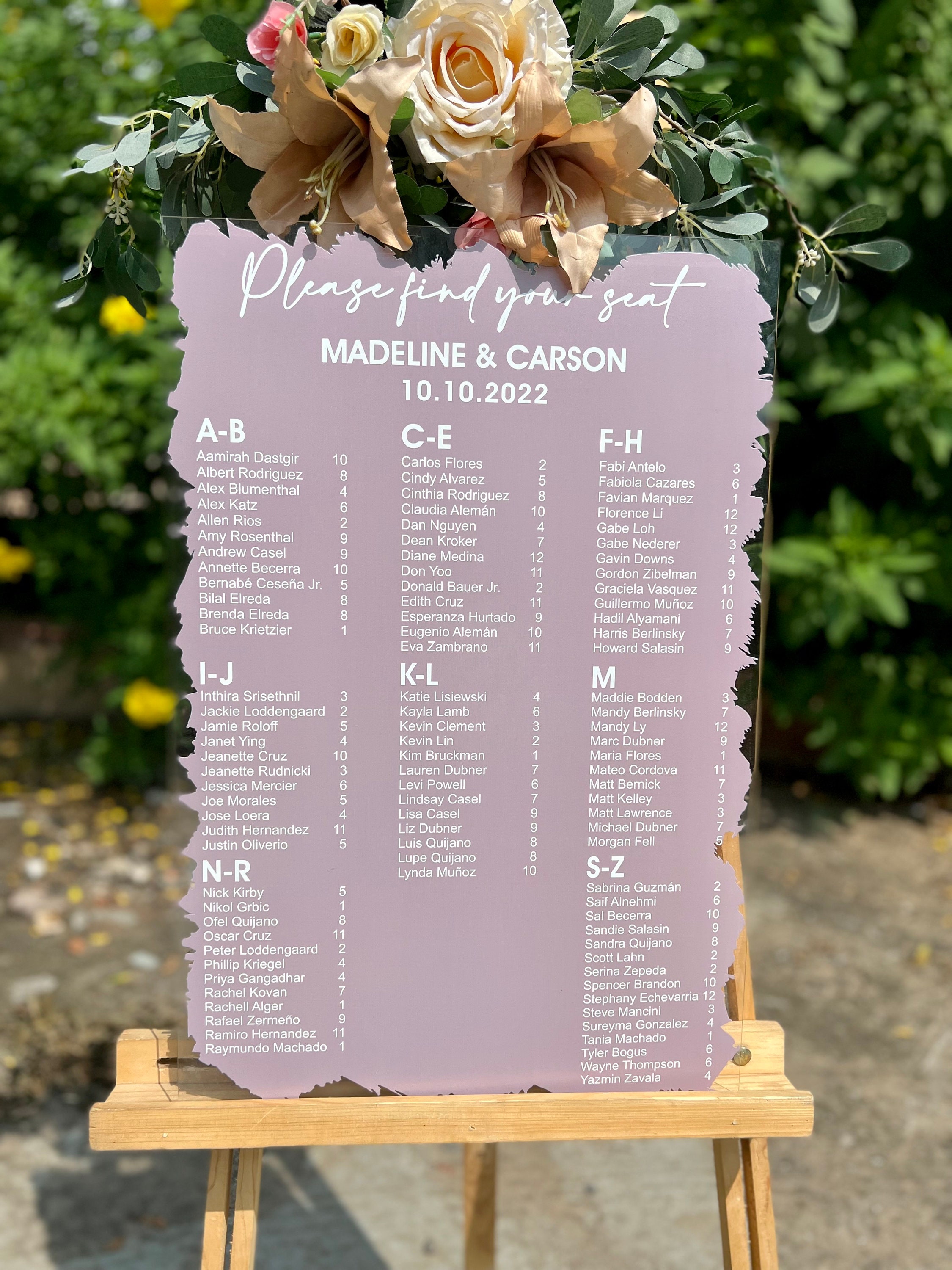 Painted Back Seating Chart Wedding Seating Chart Wedding - Etsy