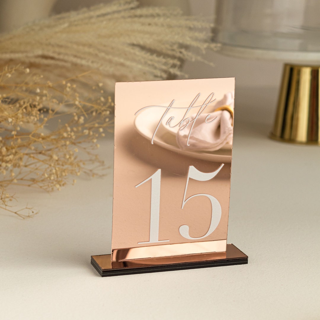 Mirror Rose Gold Table Numbers | Acrylic Table Numbers | Table Number ...