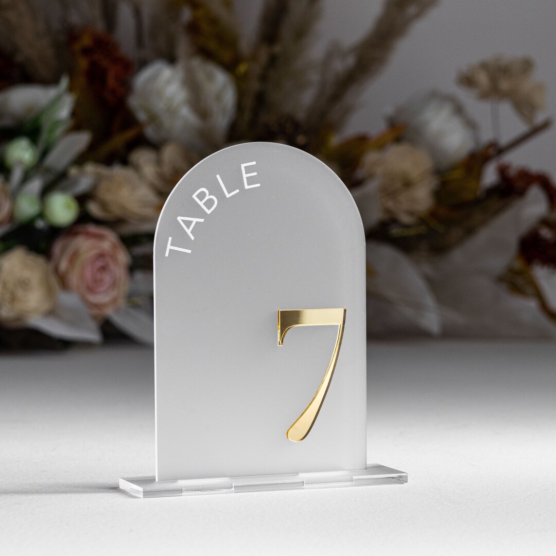Frosted Acrylic Arch Table Numbers - Frosted Acrylic Sign - Wedding ...