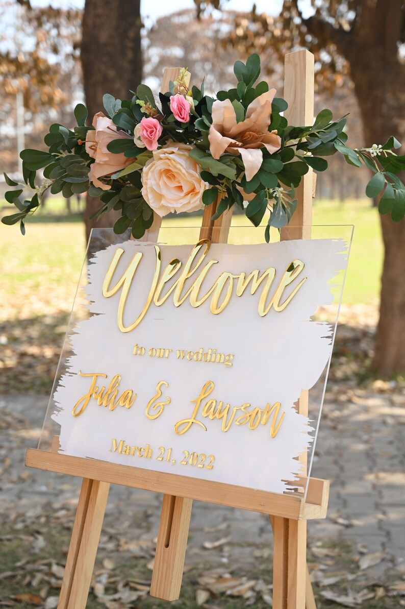 Brushed Back Acrylic Welcome Sign, Personalized Painted Back Welcome ...