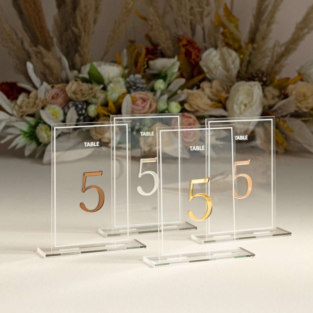Clear and Mirror Gold Acrylic Signs Gold Wedding Table Signs Wedding ...