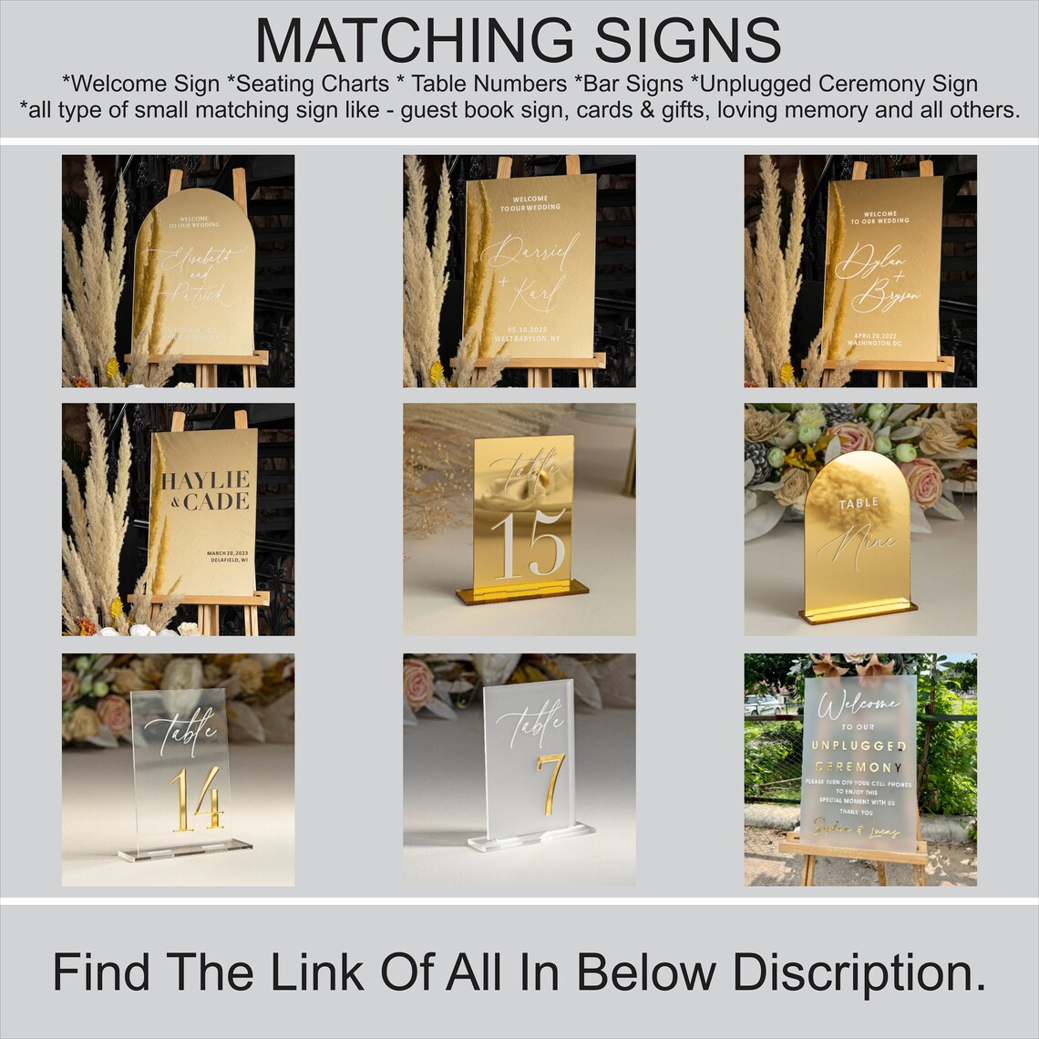Gold Mirror Acrylic Seating Chart, Wedding Seating Chart, Wedding ...