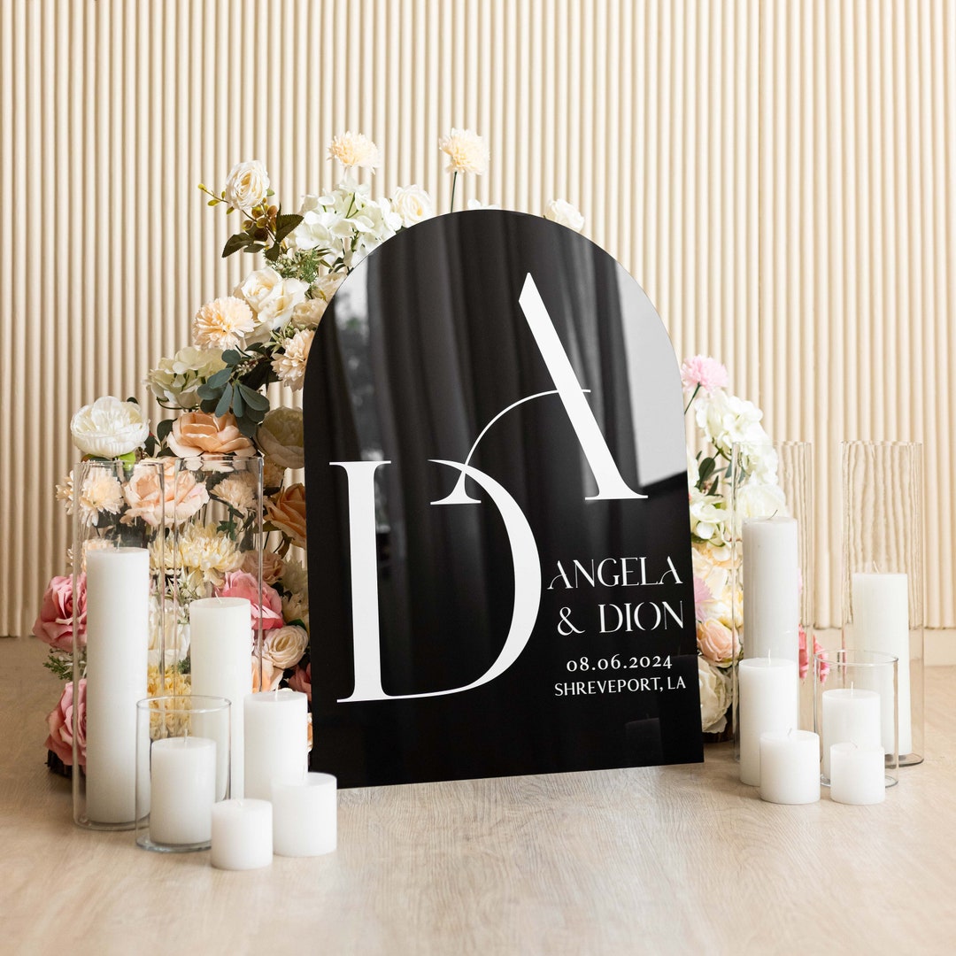 Arched Black Wedding Signs - Black Acrylic Welcome Sign - Wedding ...