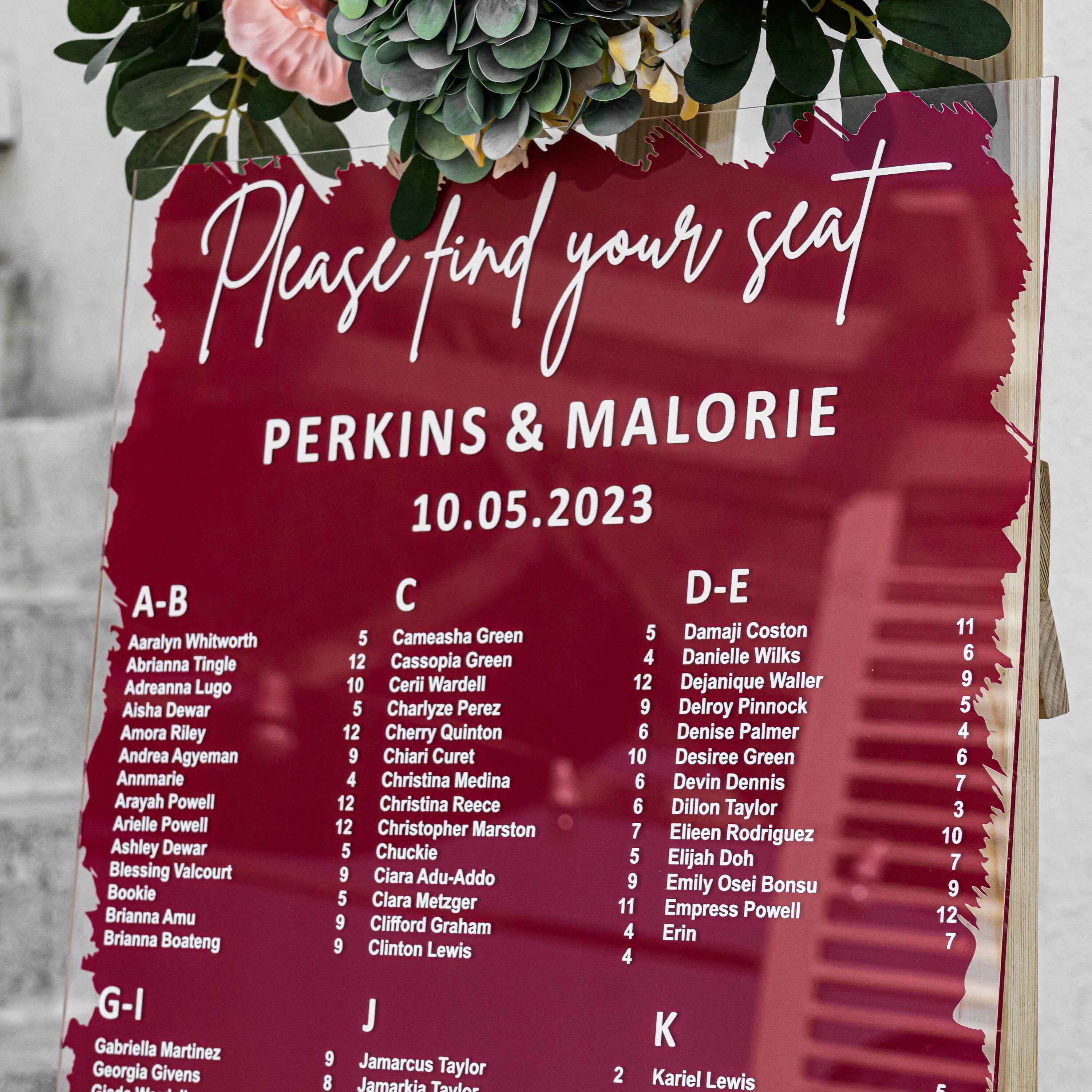 Painted Back Seating Chart, Wedding Seating Chart, Wedding Seating Sign ...