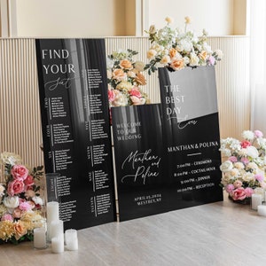 Wedding Signs Bundle - Black Seating Chart - Set of Three - Acrylic ...