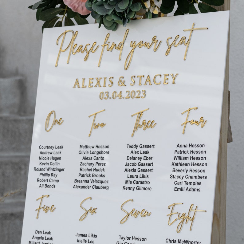 White Acrylic Seating Chart Wedding Seating Chart Wedding - Etsy