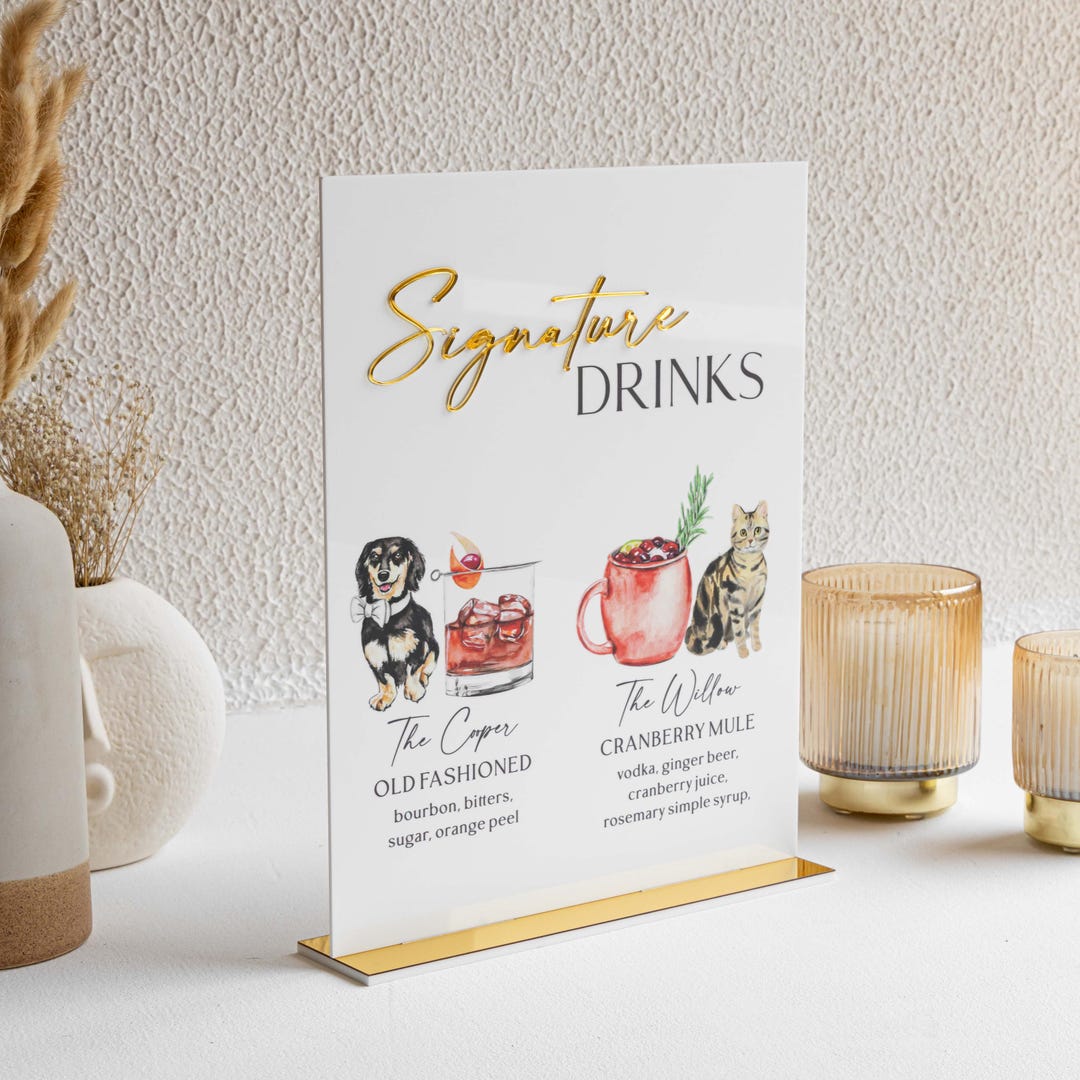Signature Drink Sign - Pet Signature Drink Sign - Dog Signature Drink ...