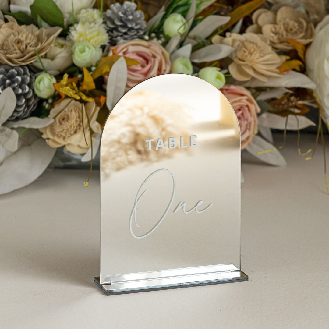 Mirror Silver Table Numbers Arch Table Numbers Acrylic Table Numbers ...