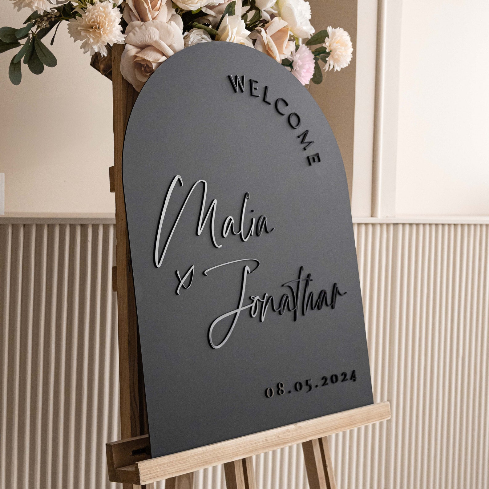 Arched Black Wedding Signs - Matte Black Acrylic Welcome Sign - Wedding ...