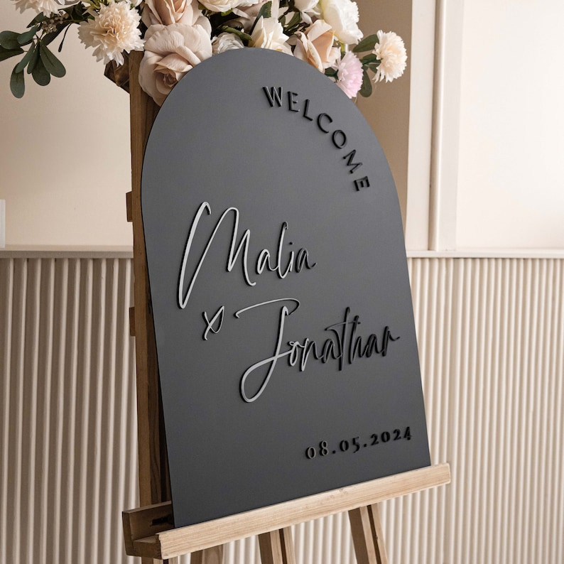 Arched Black Wedding Signs - Matte Black Acrylic Welcome Sign - Wedding ...