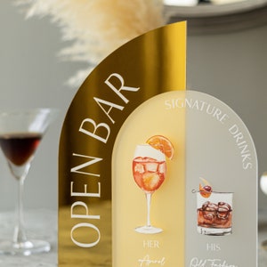 Signature Cocktails Sign, Signature Drinks Sign, Gold Mirror Frosted ...